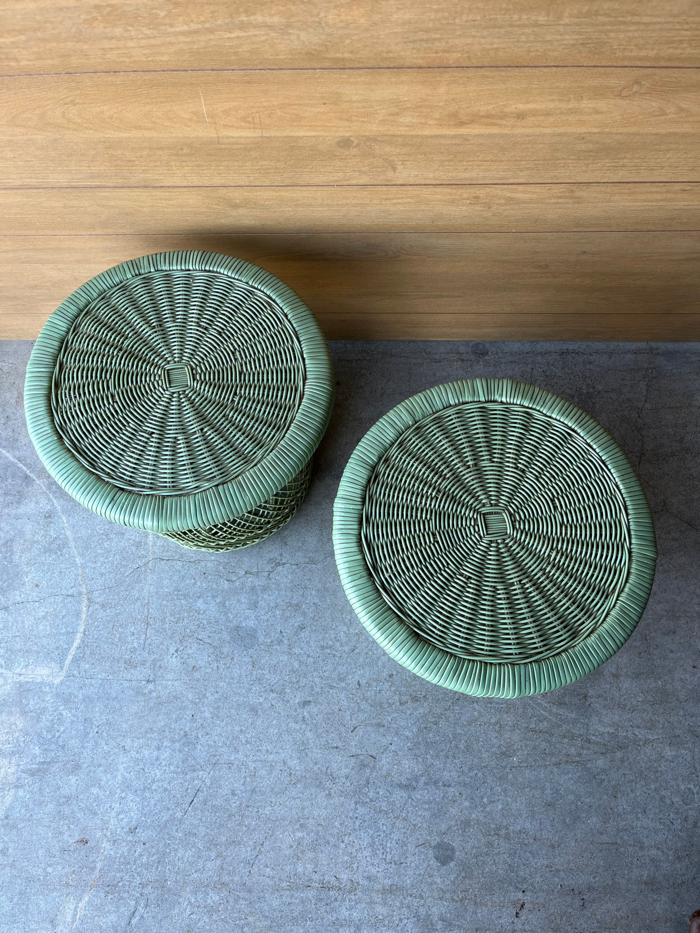 1950s Woven Plastic Wicker Occasional Tables a Pair SHIPPING NOT FREE ...