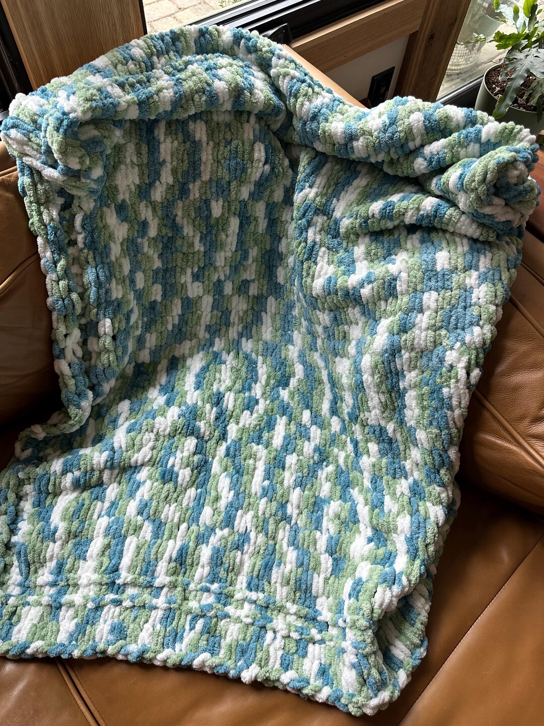 Hand-knit Loop Blanket - Multi-colored Green - Etsy