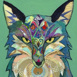 The Fox Bohemeian Paper Mosaic Mixed Media Artwork Print - Etsy