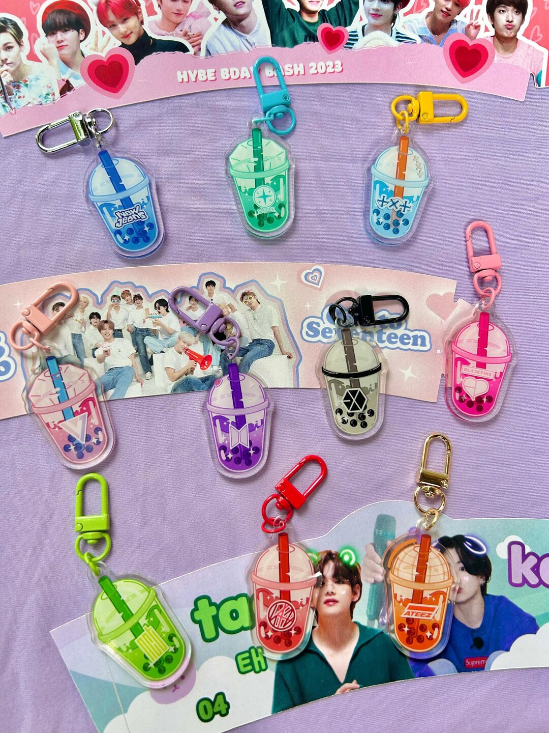 Kpop Group Boba Keychain Cute Merch Charm Kawaii Aesthetic Korean Music ...