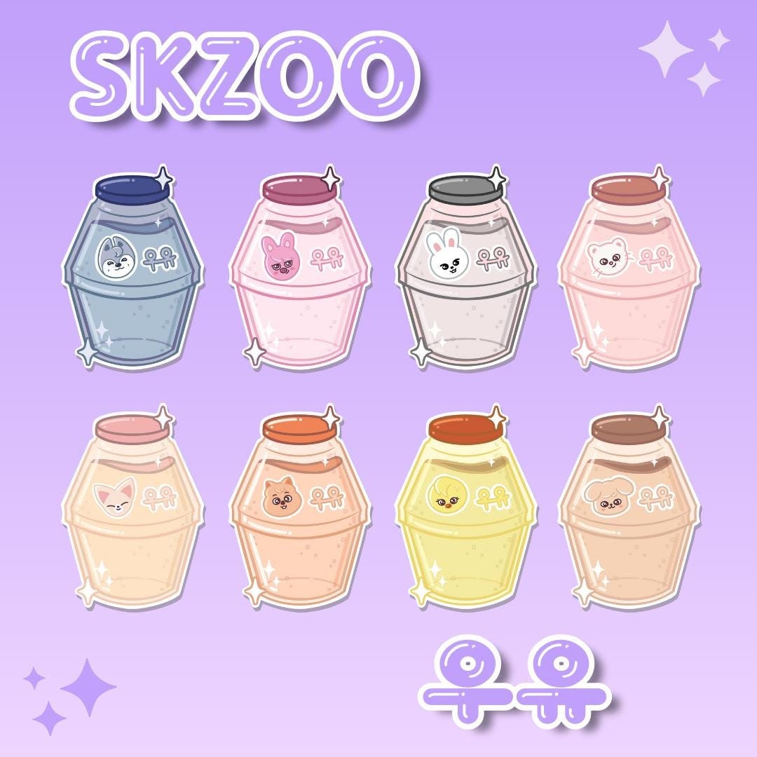 Skzoo Milk Stickers Stray Kids Cute UYU Korean Milk Hangul Kpop Vinyl ...
