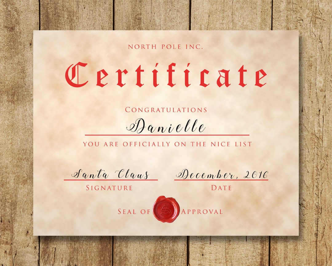 Letter From Santa | Certificate for Being on Santa's "nice List ...