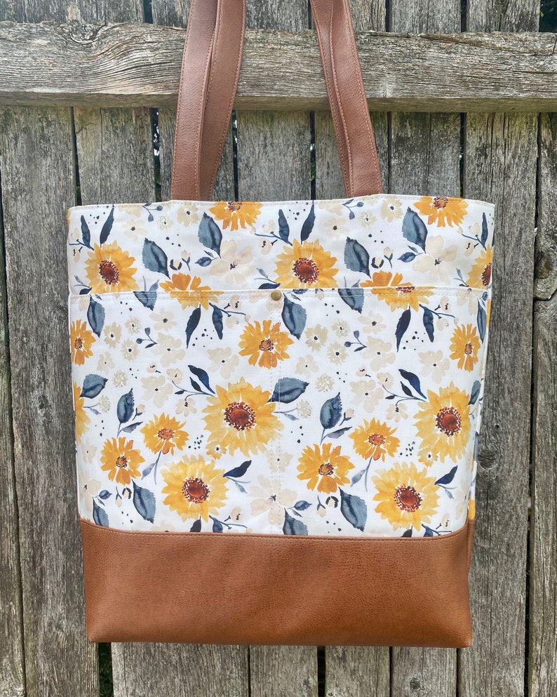 Sunflower Tote / Work Laptop Bag / Sunflower Shoulder Bag / - Etsy
