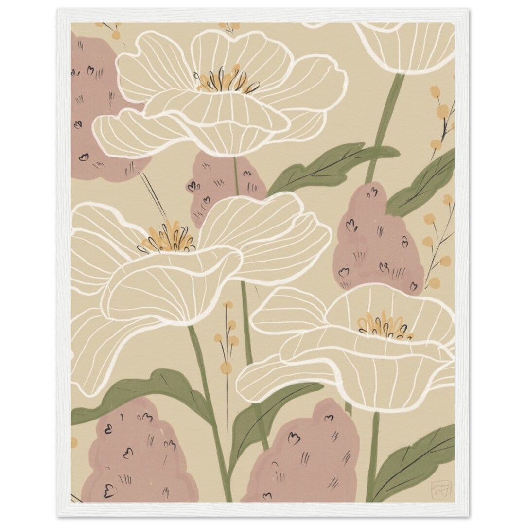 Spring Garden Wall Art Wood Frame Illustration Ready-to-hang - Etsy