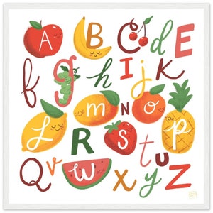 Fruit Alphabet Framed Print, Fruit Abcs for Kids Baby Nurser ...