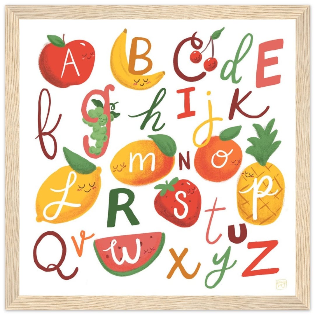 Fruit Alphabet Framed Print, Fruit Abcs for Kids Baby Nurser ...