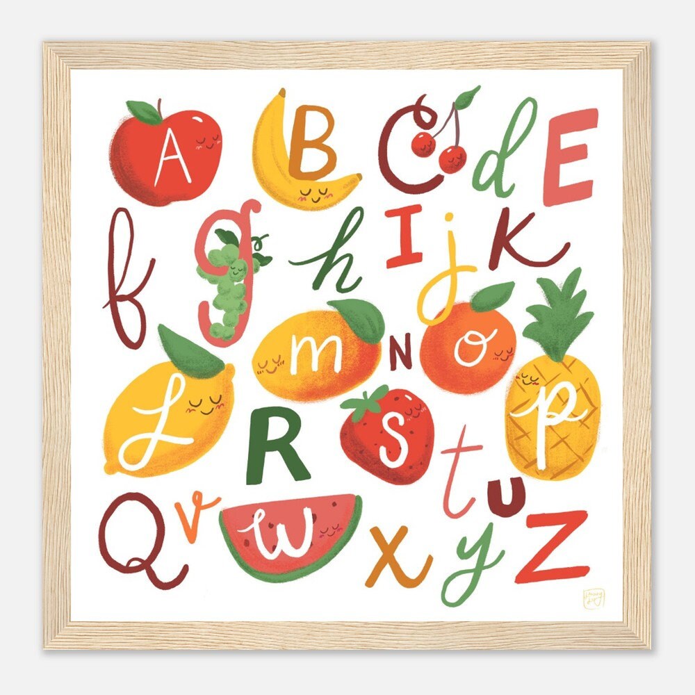 Fruit Alphabet Framed Print, Fruit Abcs for Kids Baby Nurser ...