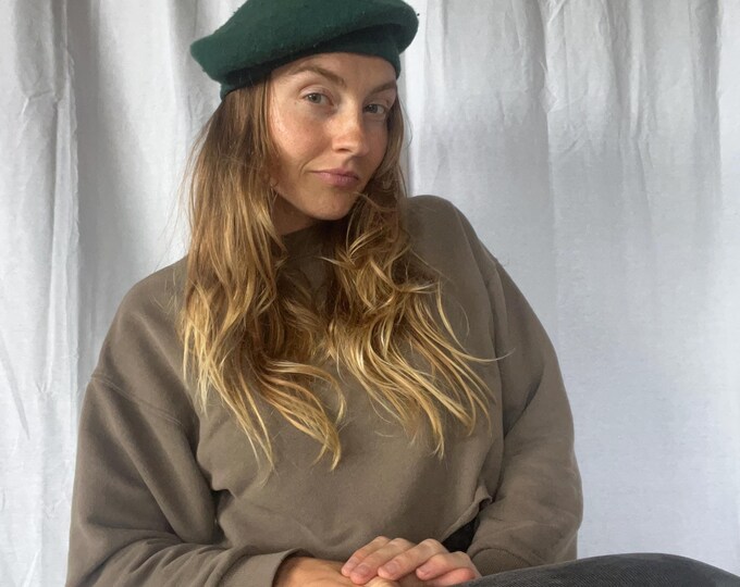 Modern Classic Beret Pure Wool Emerald Green Dark Turquoise Teal Art ...