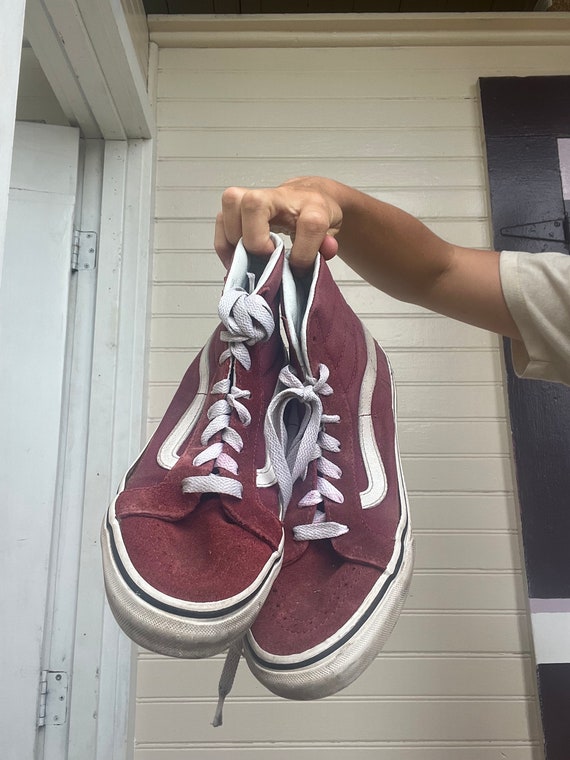 Classic Vans Skate Highs Hightop Sneakers Skateboarding Shoes Authentic Maroon Burgundy White Versatile Comfortable Retro Unisex 6 7.5 Etsy UK