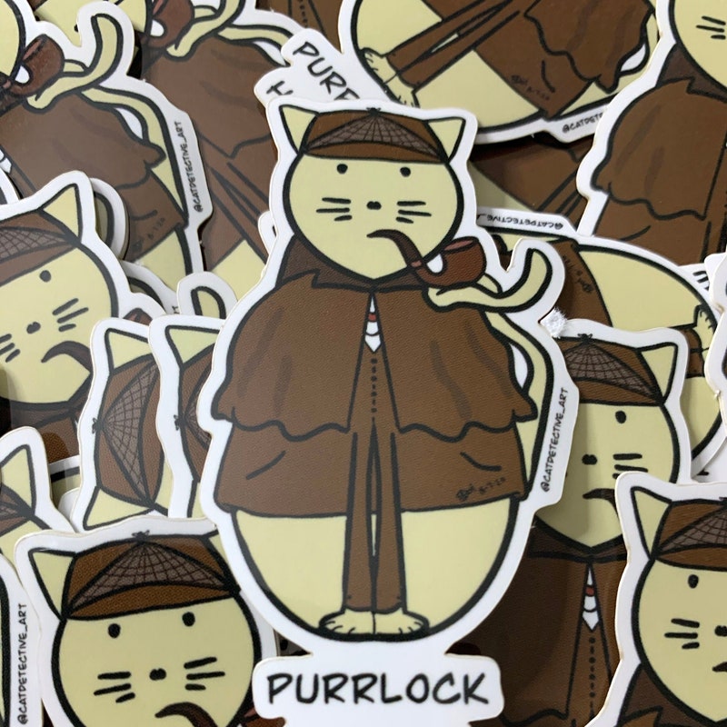 Cat Detective Sticker - Etsy