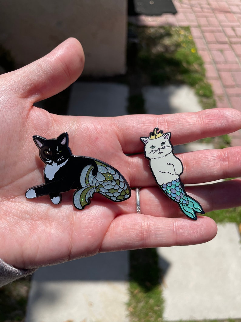 Black and White Purrmaid Spud Enamel Pin - Etsy