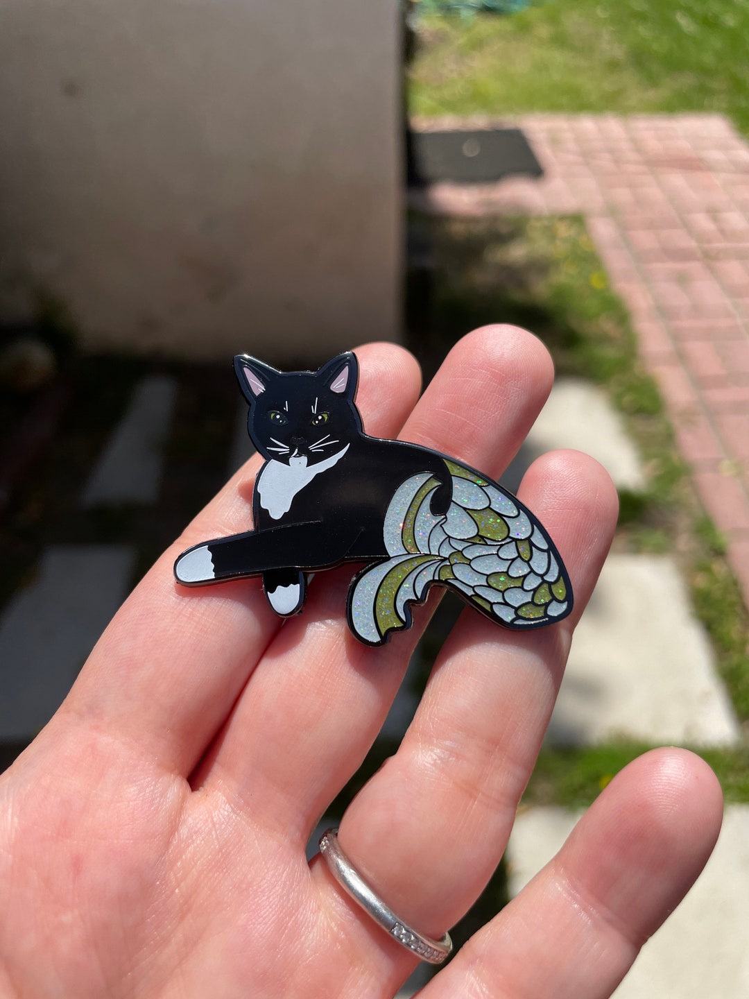 Black and White - Purrmaid - Spud - Enamel Pin - Etsy