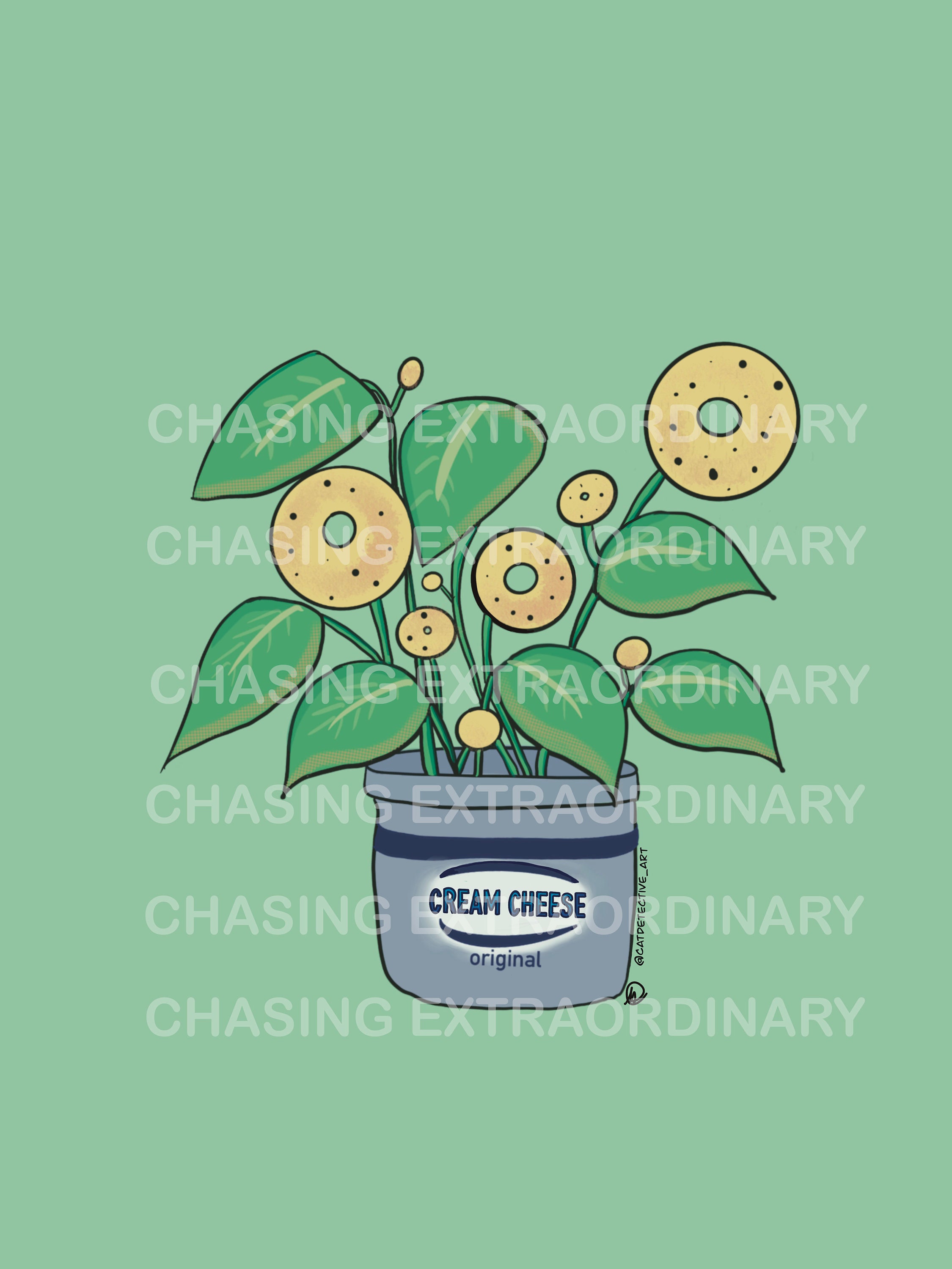 Bagel Plant and Cream Cheese Planter - Art Print - Etsy