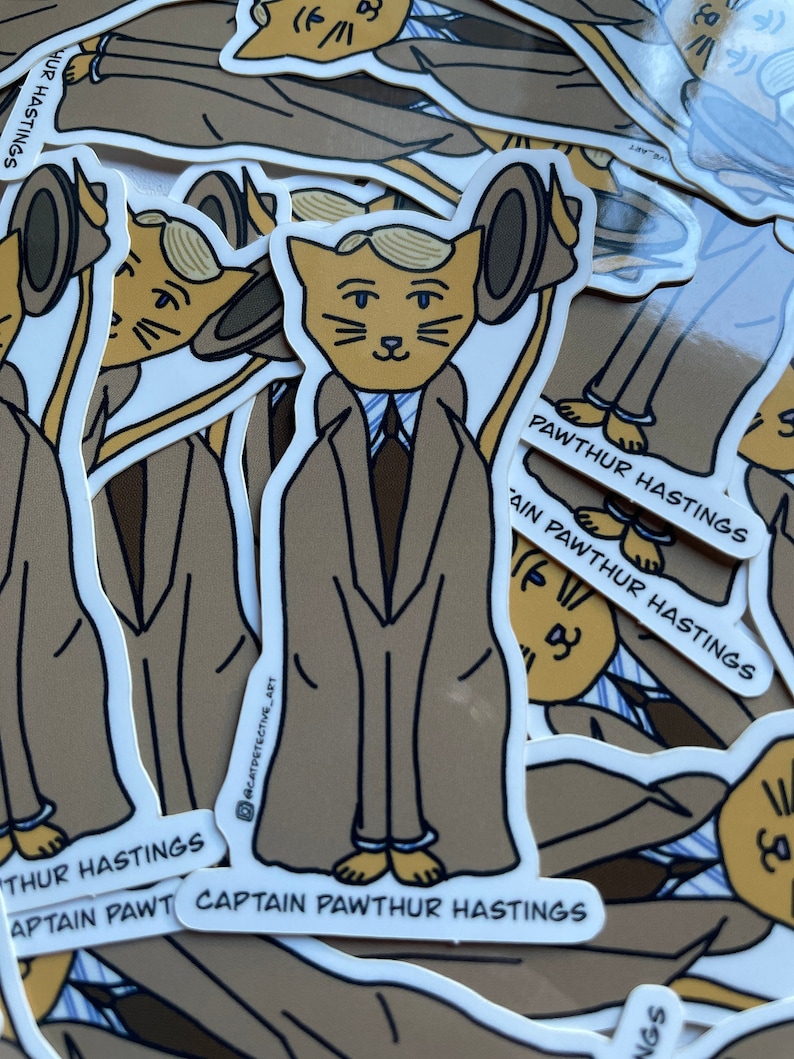 Captain Pawthur Hastings Cat Detective Sidekick Vinyl Sticker - Etsy