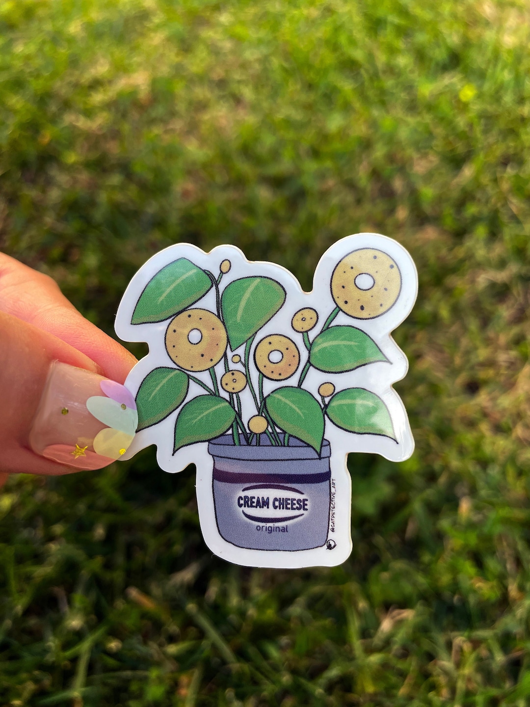 Bagel Plant and Cream Cheese Planter - Vinyl Sticker - Etsy