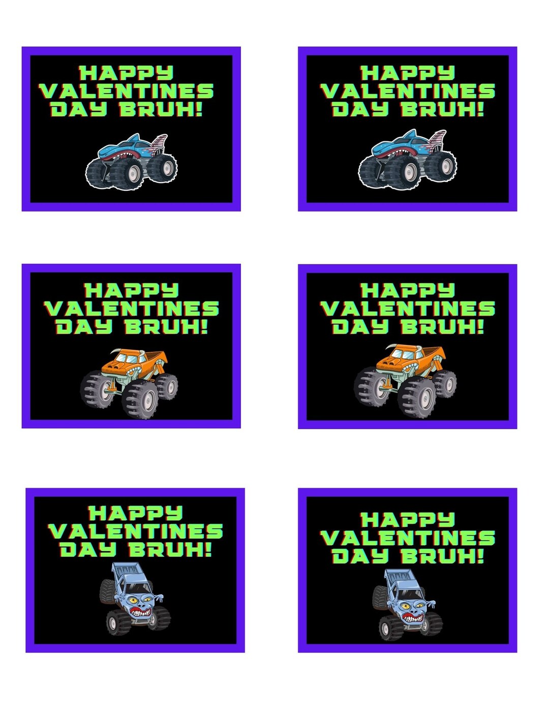 Monster Jam Valentines Cards - Etsy