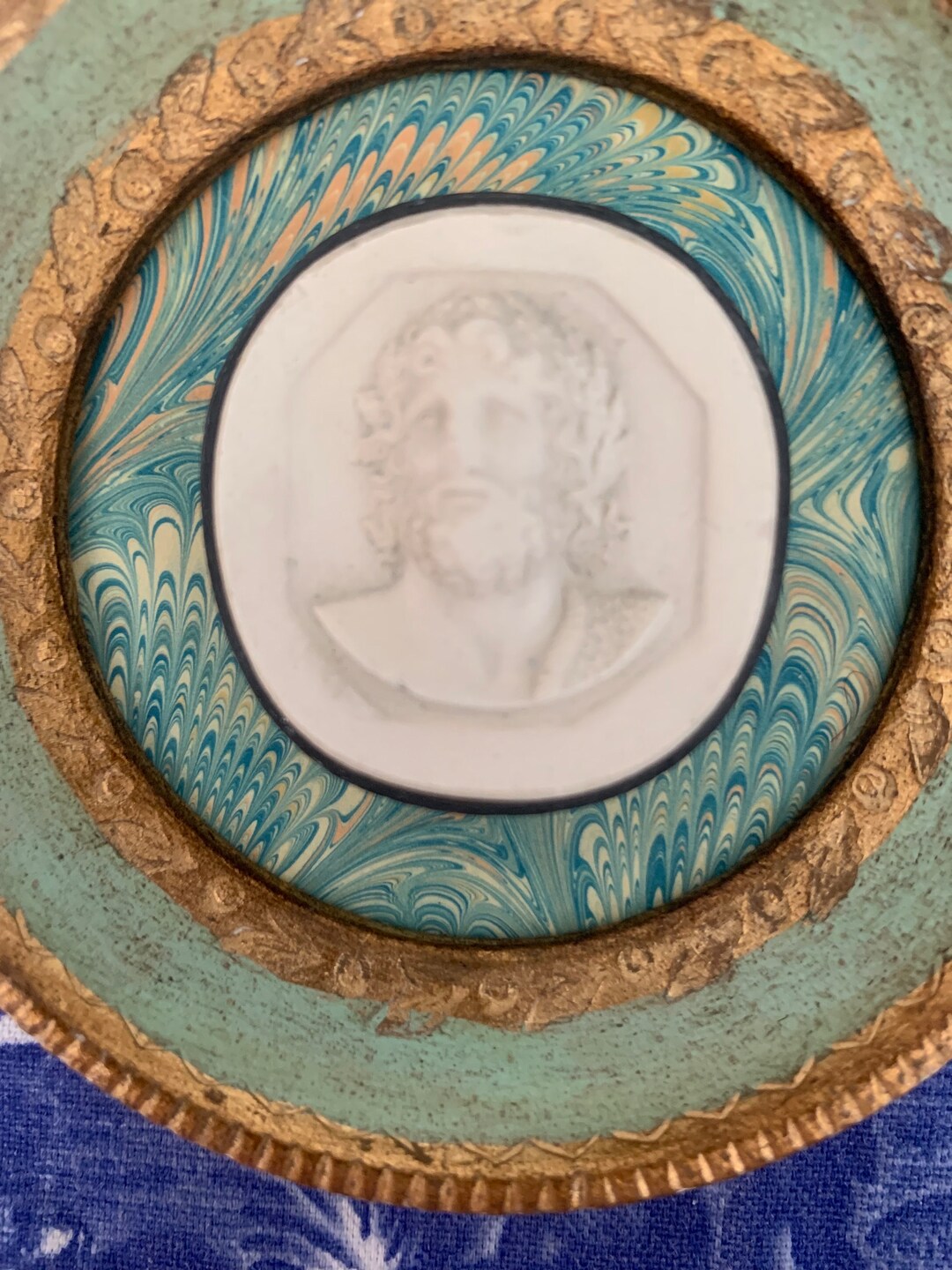 Framed Antique Intaglio Grand Tour Plaster Bust Intaglio Mounted on ...