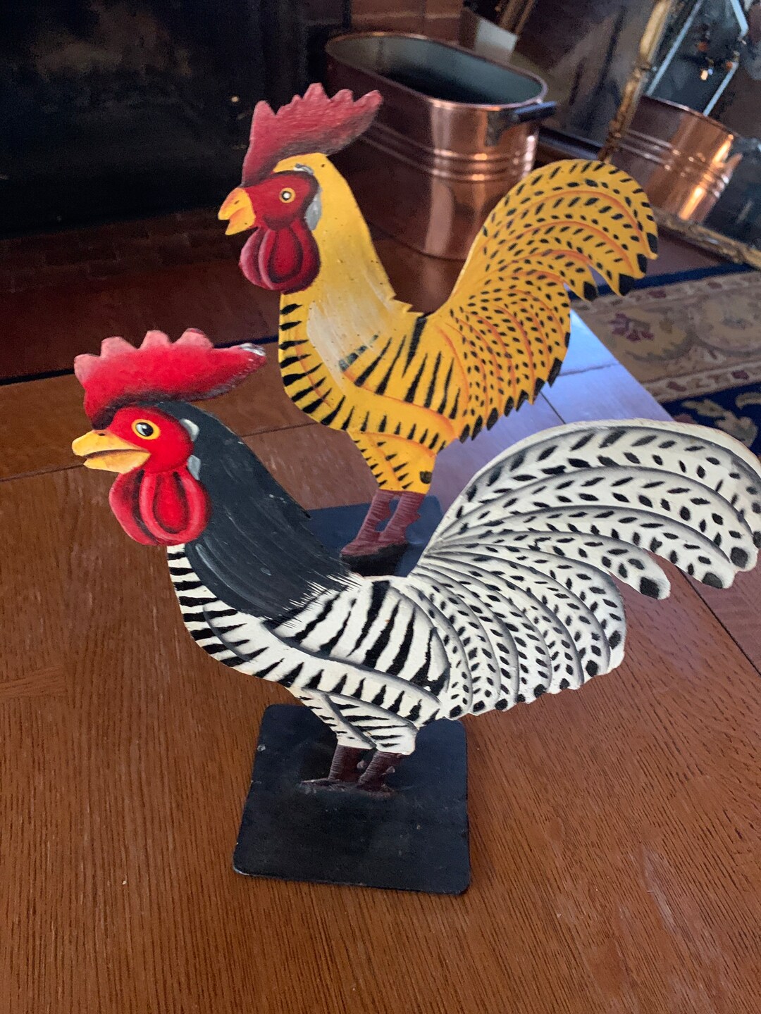 2 Metal Chicken Cutouts Vintage Roosters - Etsy