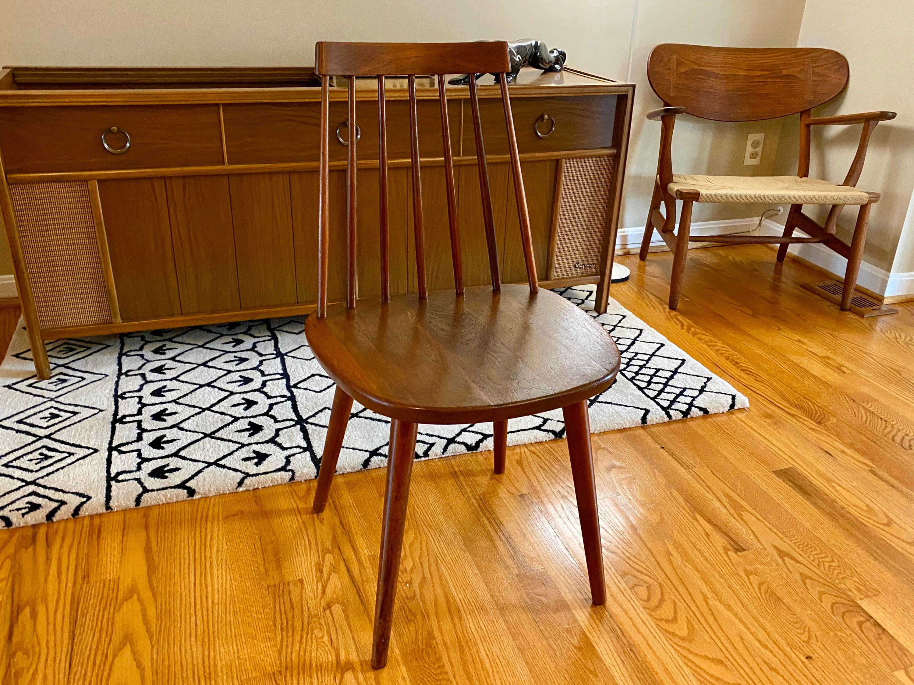 Vintage Midcentury Spindle Back Dining / Desk Chair Made in Sweden