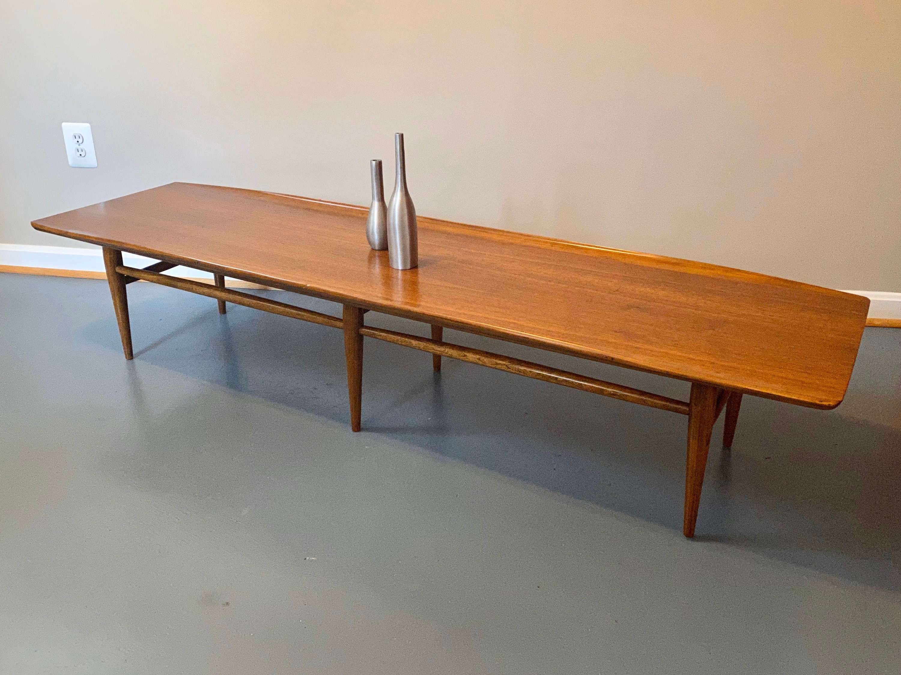 Vintage Midcentury Walnut Long Coffee Table by Bassett
