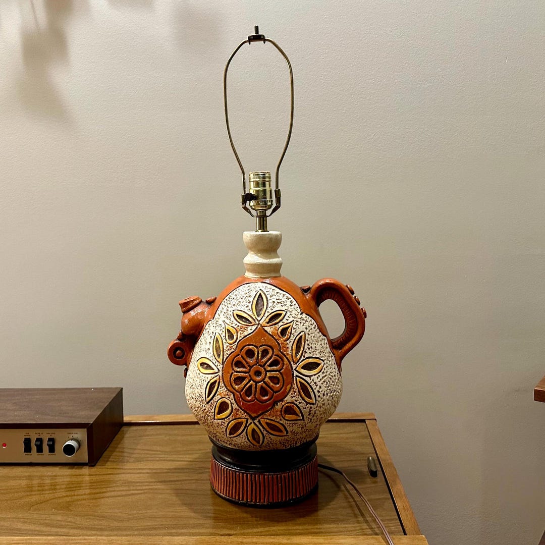 Midcentury Engine Hot Rod Themed Ceramic Lamp - Free Shipping - Etsy