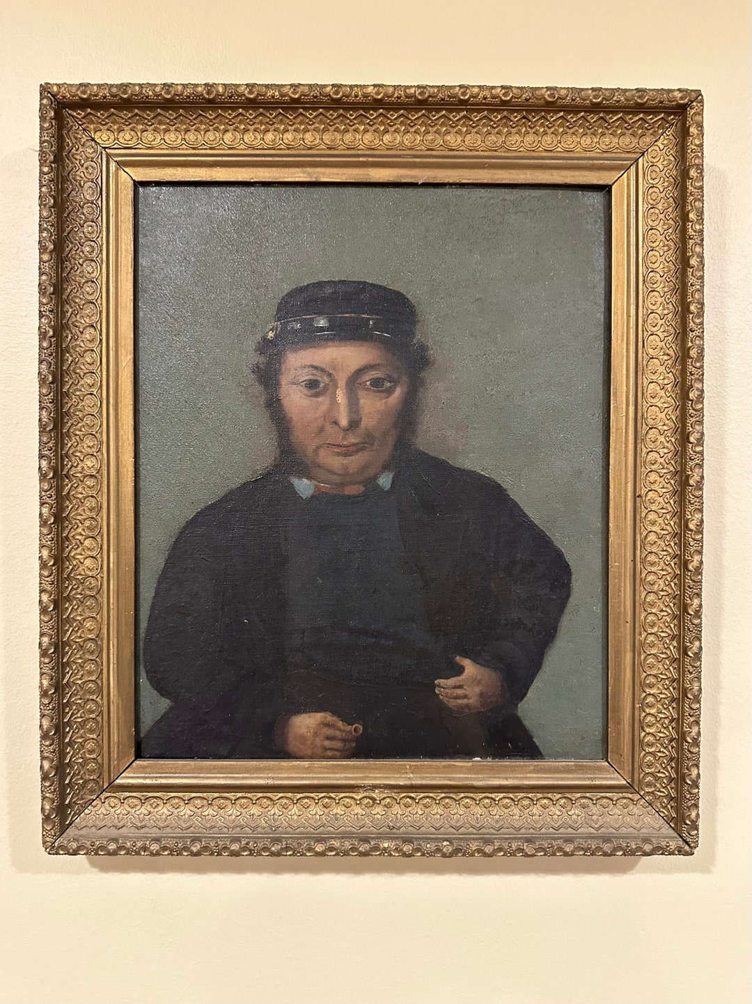 British Primitive School 19th Century Oil on Canvas Free Shipping - Etsy