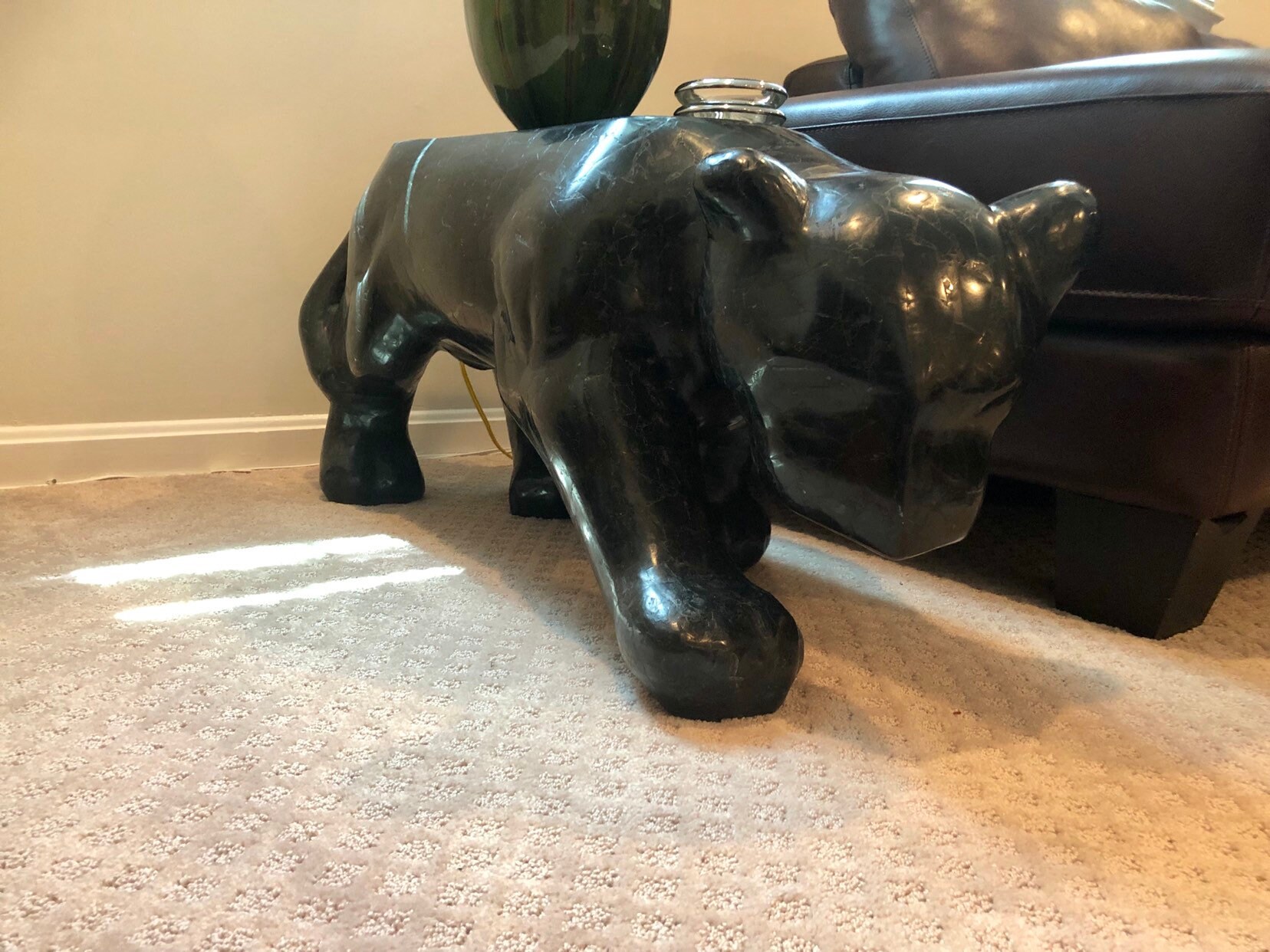 Vintage Panther / Puma Side End Coffee Table Sculpture Midcentury ...