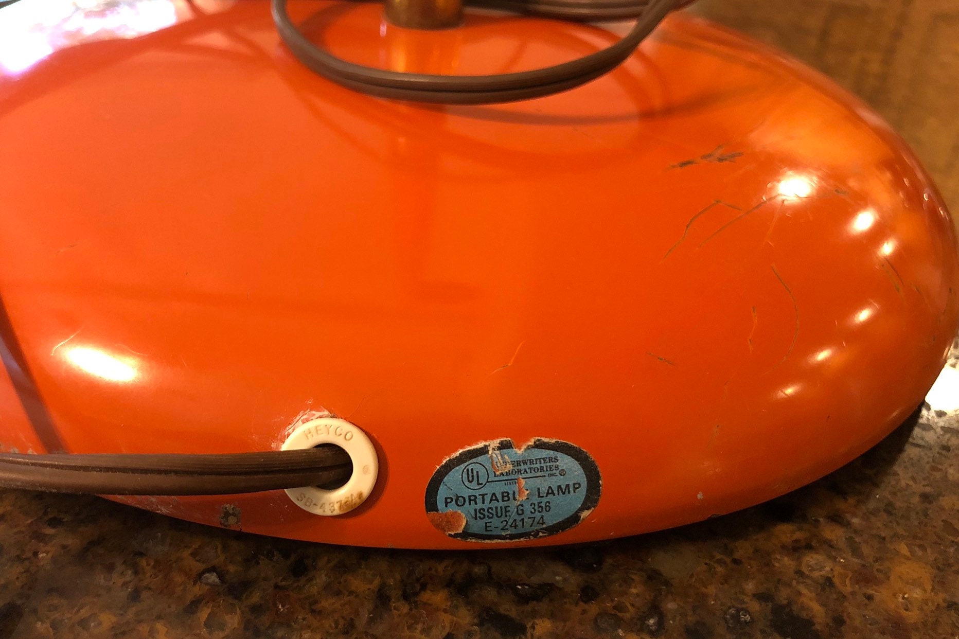 Vintage Clover Lamp Company Orange Midcentury Floor Reading Task Lamp