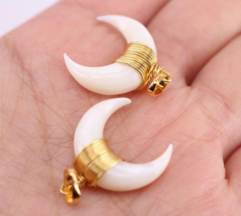 HOT 4pcs 20x23mm White Color Ox Horn Bull Bone Crescent Moon - Etsy