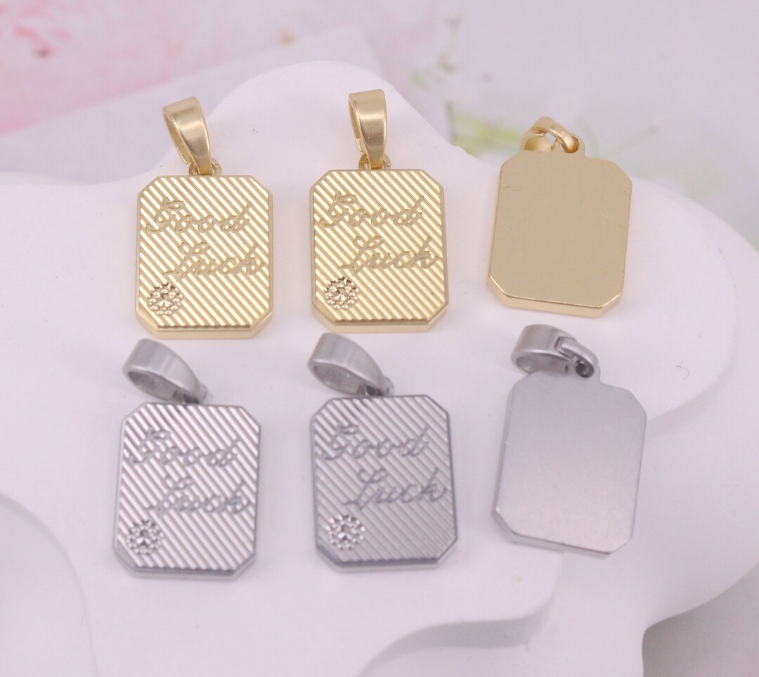 HOT 10pcs 9x11mm CNC Cutting Mixed Plated Square Good Luck Shape Copper ...