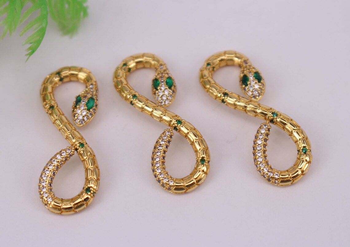 HOT 10pcs 12x33mm Gold Plated Snake Shape Copper Metal White | Etsy