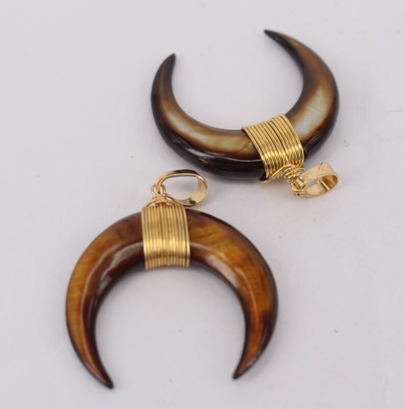 HOT 4Pcs Brown Color Ox horn Bull Bone Crescent Moon Horn | Etsy