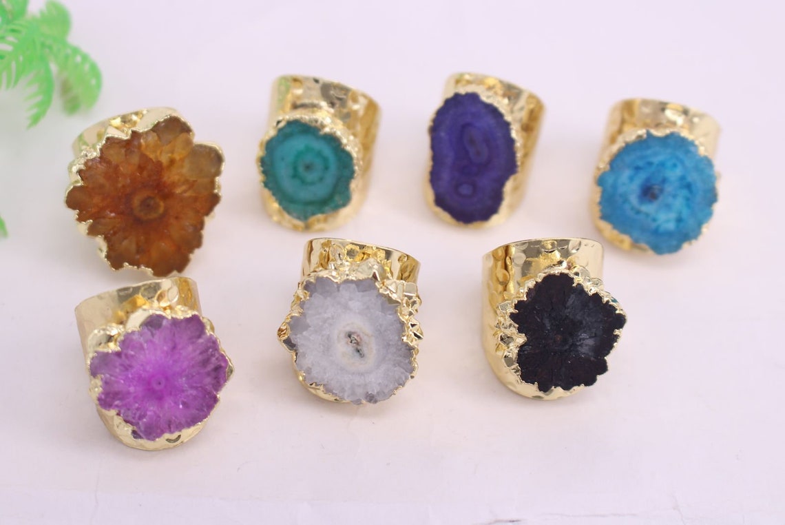 HOT 7pcs Gold Plated Freedom Shape Natural Titanium Agate - Etsy