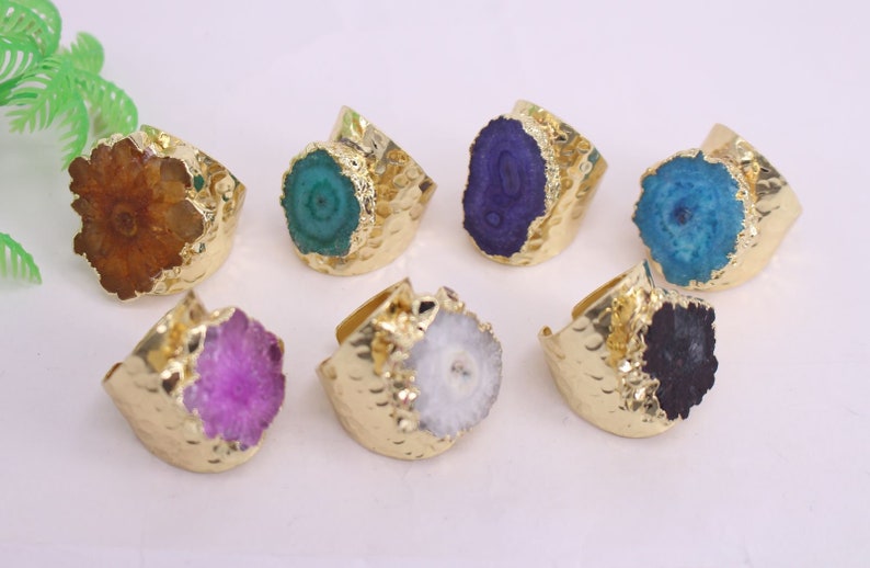 HOT 7pcs Gold Plated Freedom Shape Natural Titanium Agate - Etsy