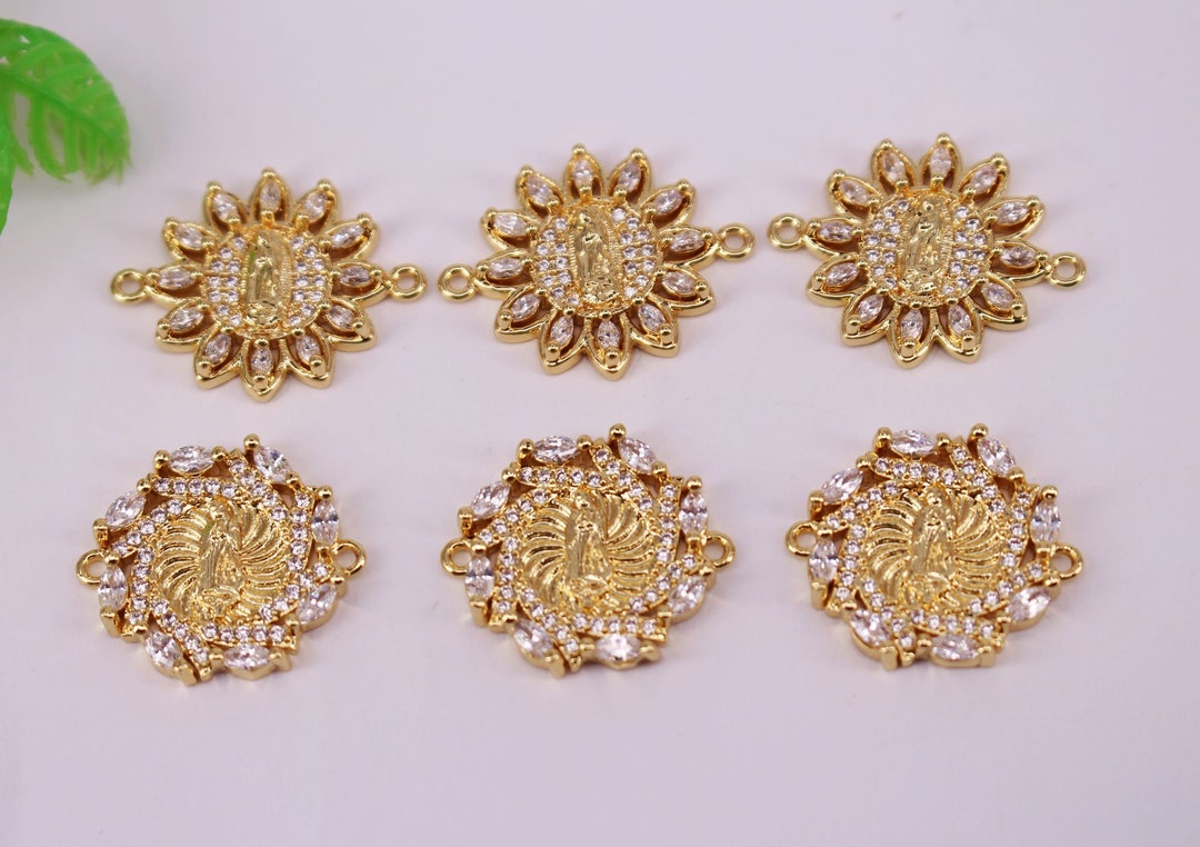 HOT 10pcs 19mm Gold Plated Maria Sun Flower and Round Shape Copper ...