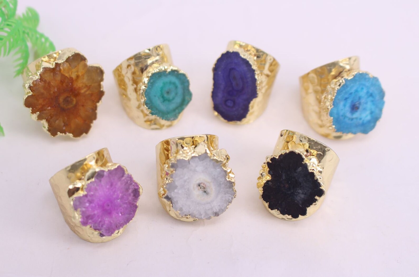 HOT 7pcs Gold Plated Freedom Shape Natural Titanium Agate - Etsy