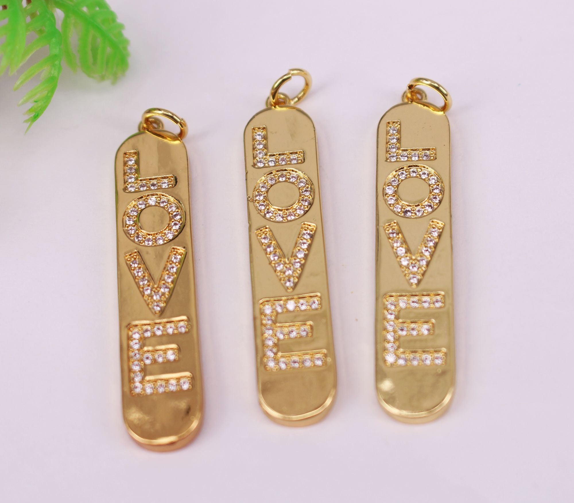 10Pcs 9x45mm Gold plated Rectangle LOVE shape Copper Metal | Etsy