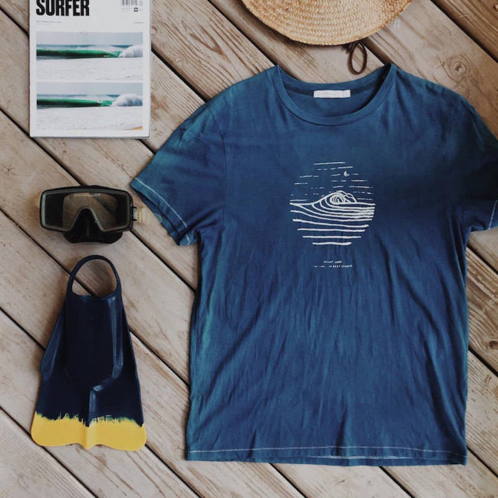 Men's Surf Shirt - Night Surf - Indigo Shirt - Surfing Shirt Men ...