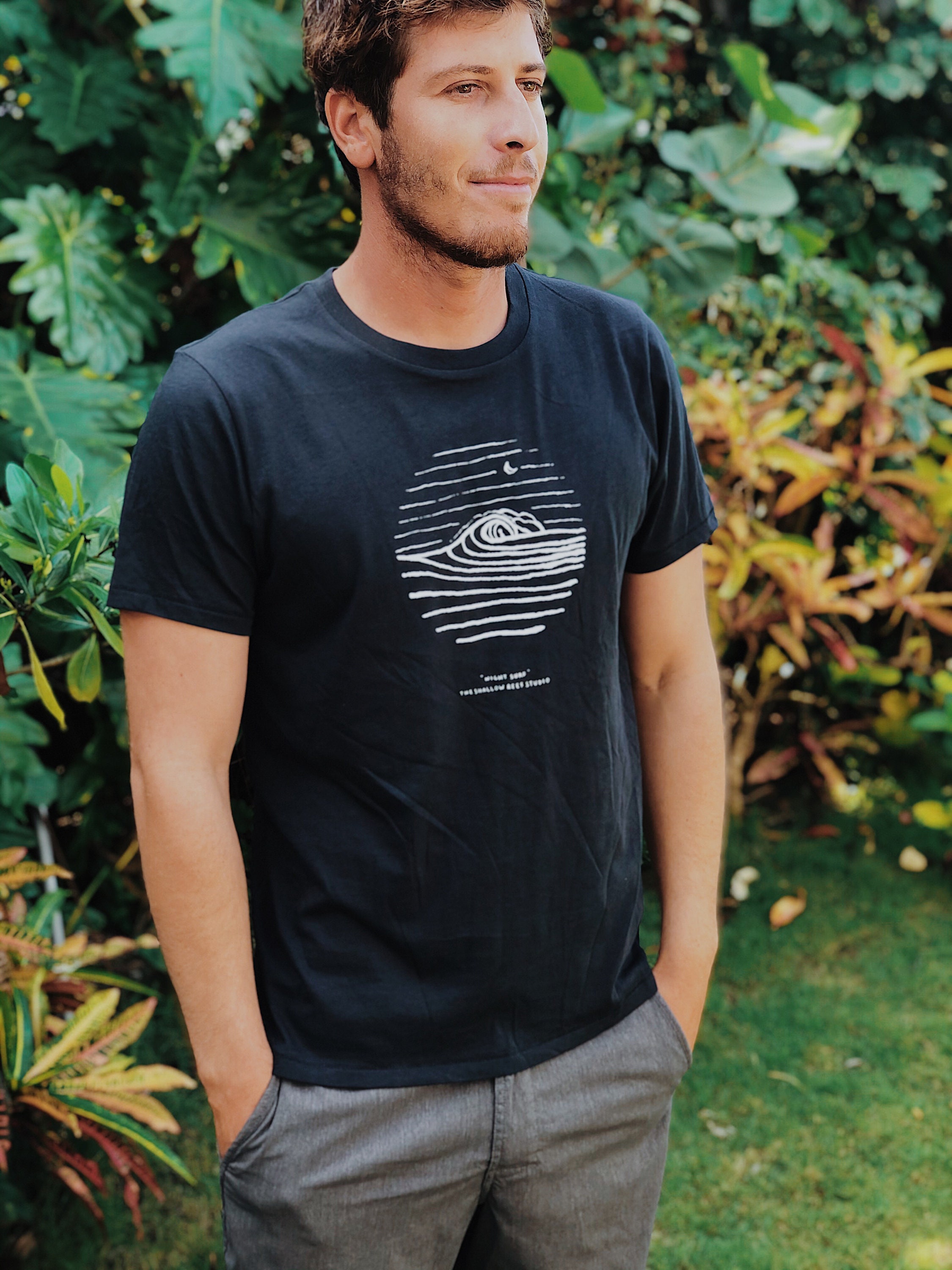 Men's Wave Print Shirt - Night Surf - the Shallow Reef Studio - Surf ...