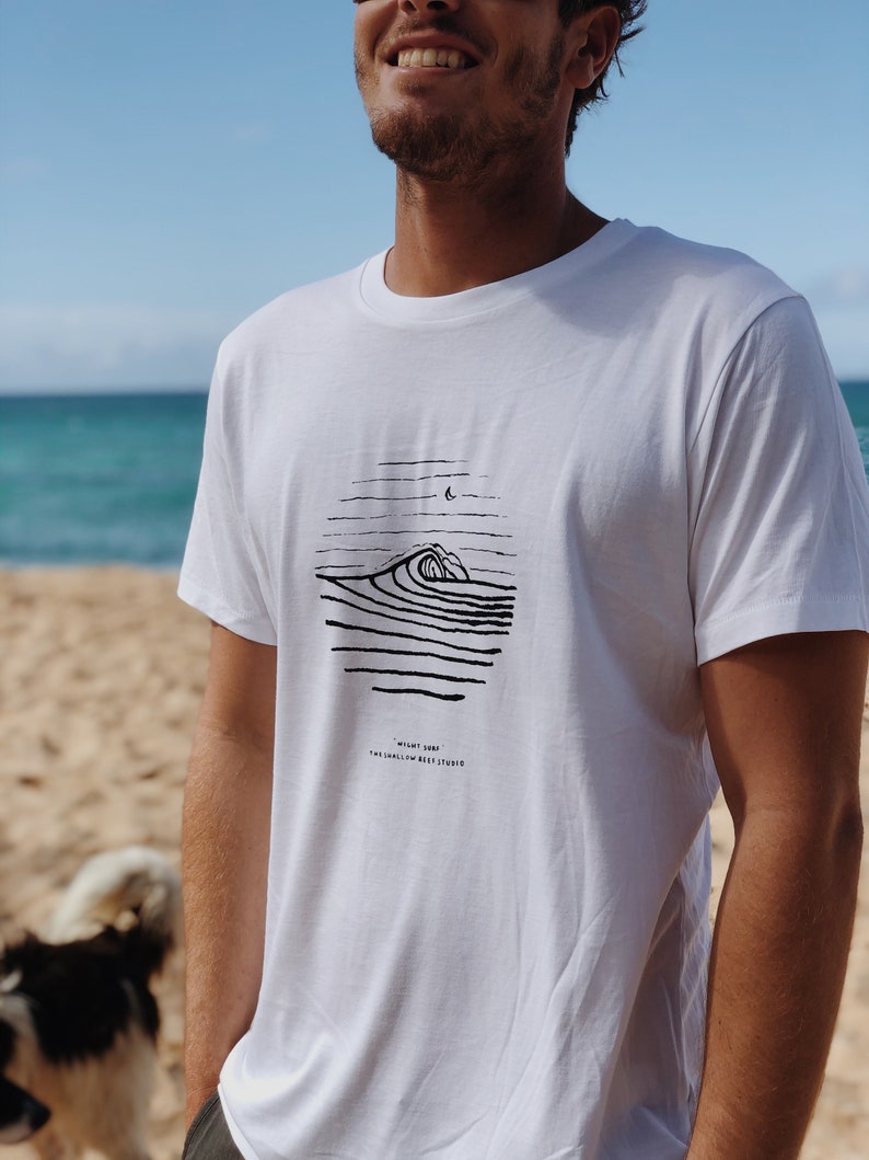 Men's Wave Print Shirt - Night Surf - the Shallow Reef Studio - Surf ...