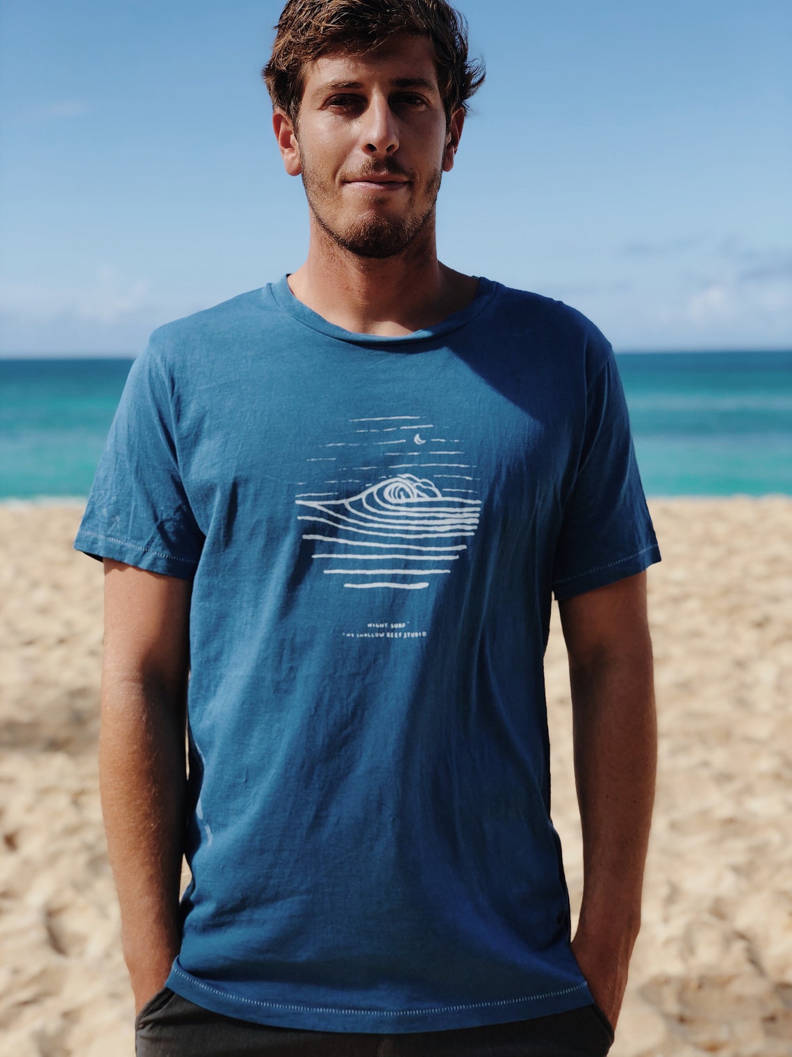 Men's Surf Shirt - Night Surf - Indigo Shirt - Surfing Shirt Men ...