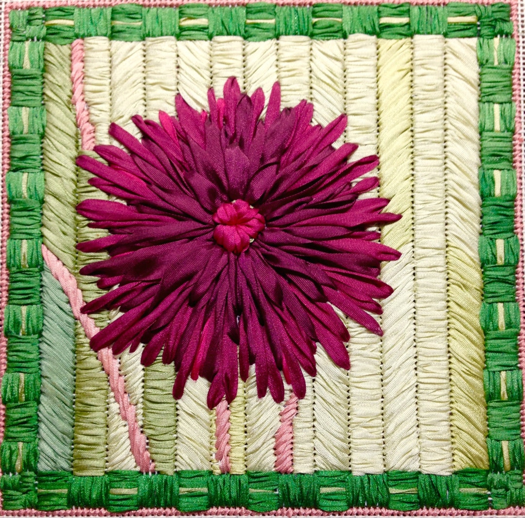 Dahlia Silk Flower Needlepoint Complete Kit - 4th in This Silk Flower ...