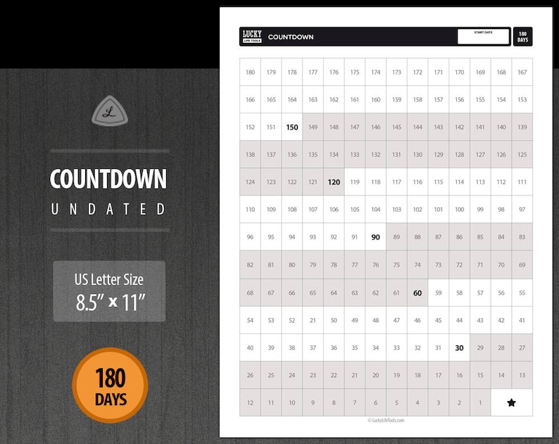 Countdown "don't Break the Chain" Calendar & Day Counter / Tracker, by ...