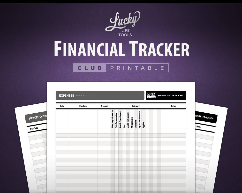 Financial Tracker CLUB Printable Worksheet by LUCKY Life | Etsy