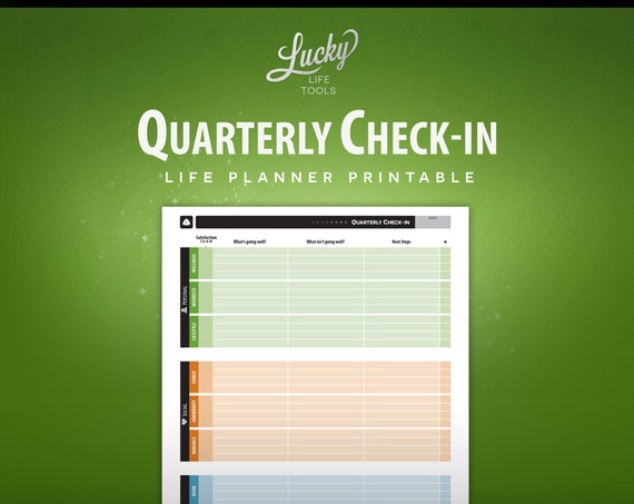 Quarterly Check-in Page by LUCKY Life Tools Printable PDF | Etsy