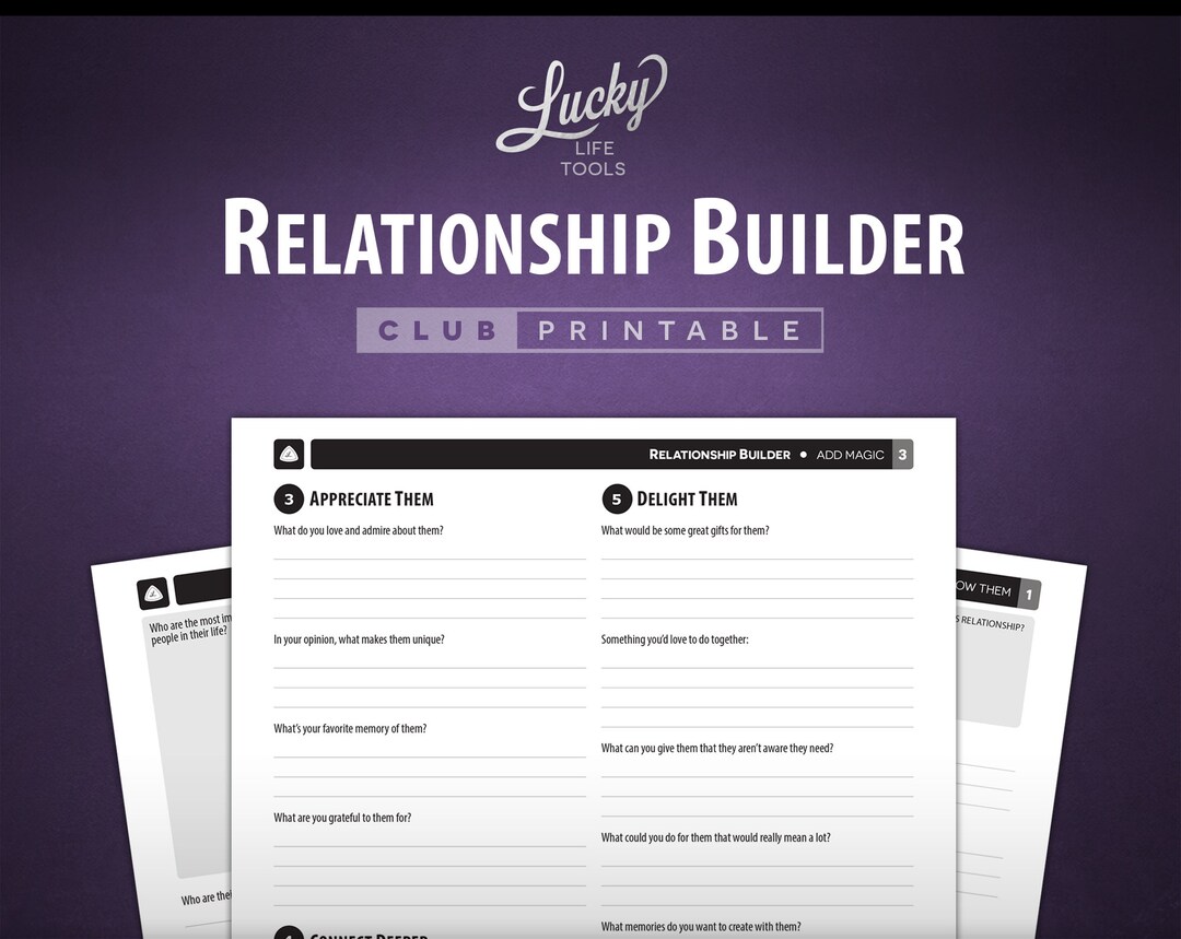 Relationship Builder - CLUB Printable Exercise, by LUCKY Life Tools - Etsy