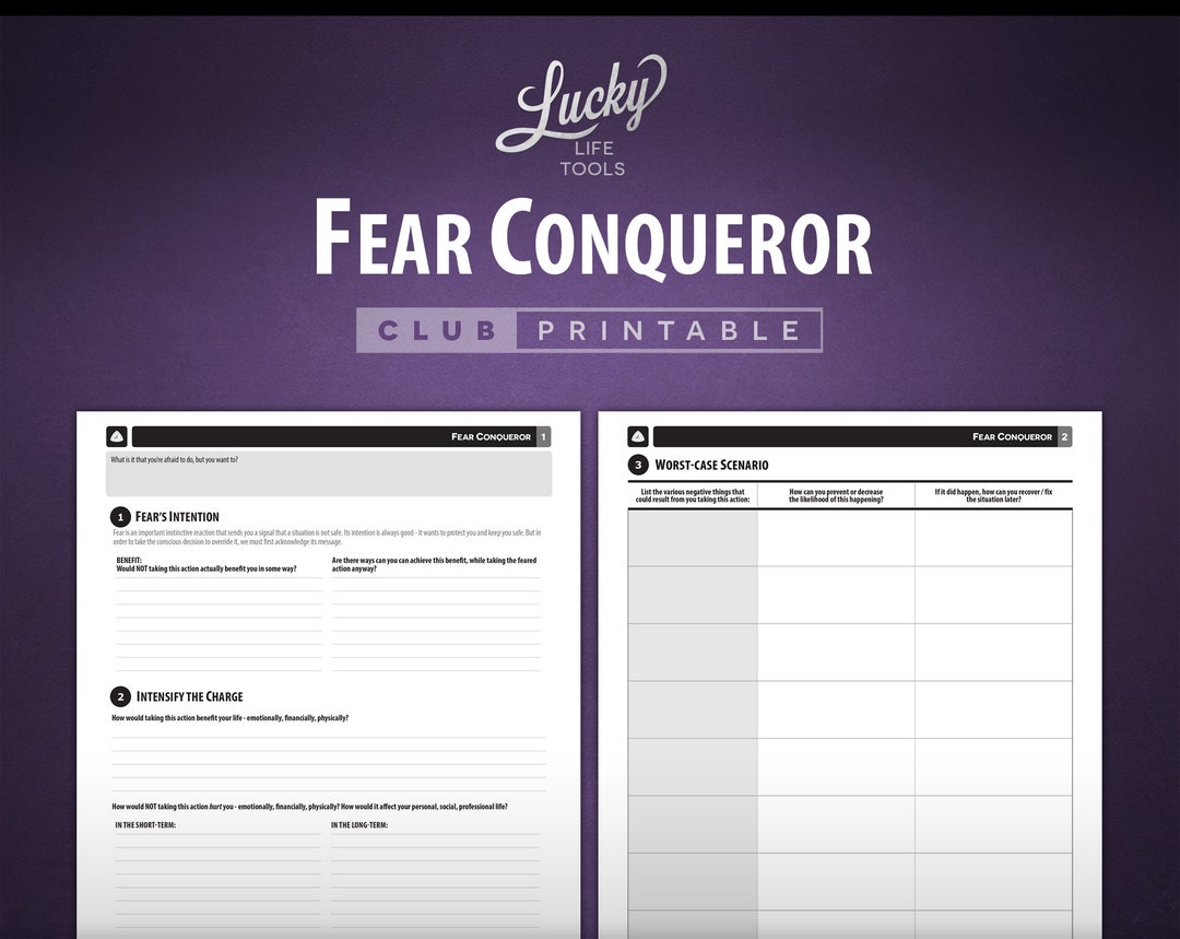 Fear Conqueror - CLUB Printable Exercise, by LUCKY Life Tools - Etsy