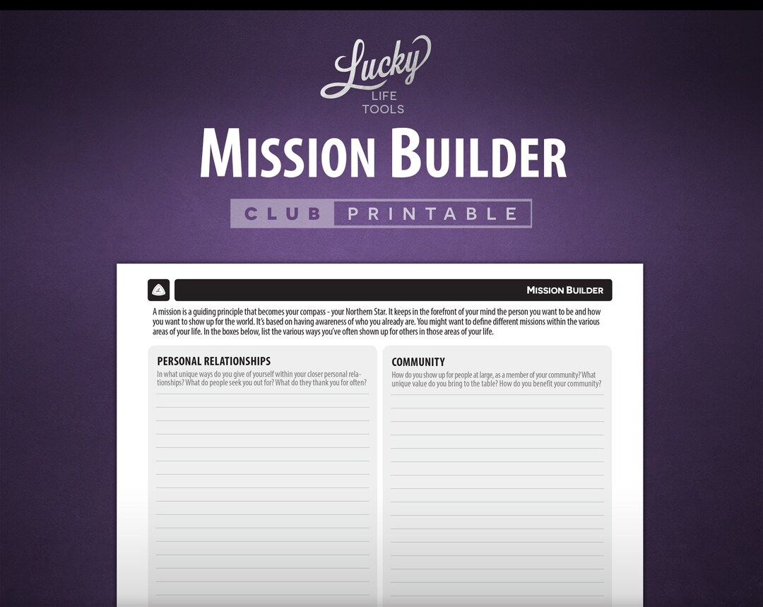 Mission Builder - CLUB Printable Exercise - Etsy