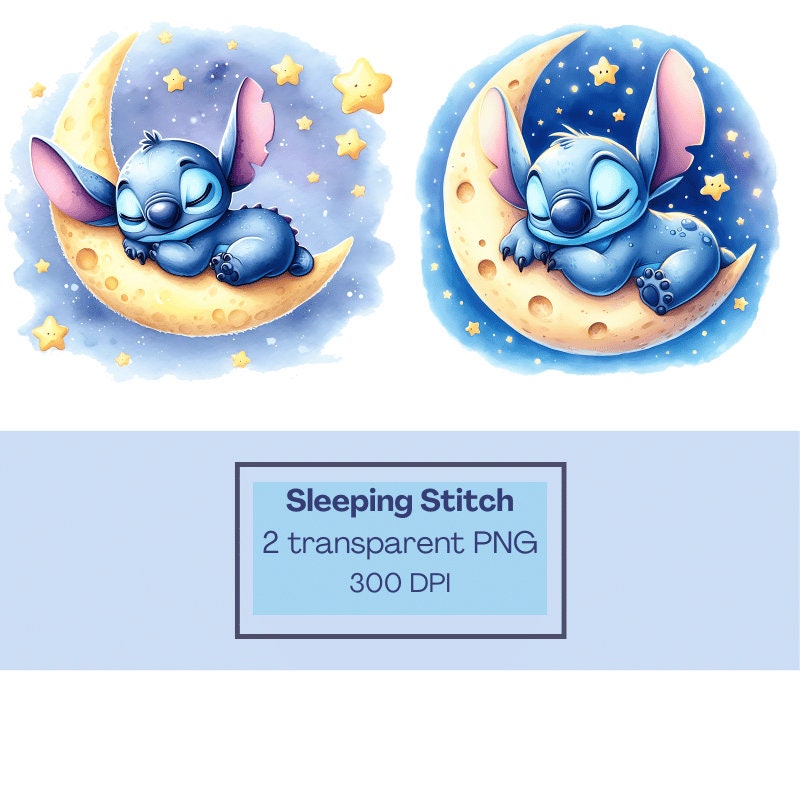Sleeping Stitch on the Moon, Digital Scrapbook Paper Kit Printable ...