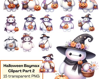 Halloween Cute Baymax Skeleton Sticker Clipart Trick or Treat Clipart ...